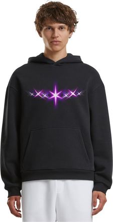 Mister Tee Herren Starlights Fluffy Hoody - Loose Fit Kapuzenpullover mit leuchtendem Sternen-Print im Streetwear-Look, Schwarz, XXL