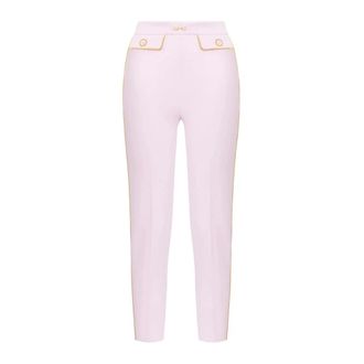 Elisabetta Franchi Femme, Pantalons, Rose, Taille: 42 FR Crepe Cropped Pantalons