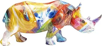 Kare Design Design Dekofigur Colored Rhino, Mehrfarbig, Modern, Dekostatue, Geschenkidee, Deko-Accessoires, Dekoration Heimdekoration für Wohnzimmer, Schlafzimmer