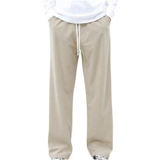 Generic Pantalon ample en velours côtelé pour homme - Coupe ample - Respirant - Pantalon dalpinisme à lacets - Confortable - Pour tous les jours - Uni, beige,