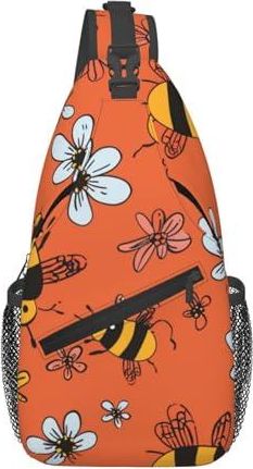 Generic Sac &agrave; bandouli&egrave;re pour homme Motif fleurs et abeilles Blanc