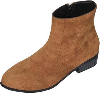 Generic Bottines d&eacute;contract&eacute;es &agrave; talon &eacute;pais pour femme - &Eacute;l&eacute;gantes et polyvalentes - Bout pointu - Fermeture &eacute;clair lat&eacute;rale - Antid&eacute;rapantes - Confortables 