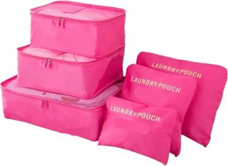 Generic 6-teiliges Reise-Aufbewahrungstaschen-Set for Kleidung, Organizer, Kleiderschrank, Koffer, Tasche, Schuhe, Verpackungsw&uuml;rfel(Rose red)