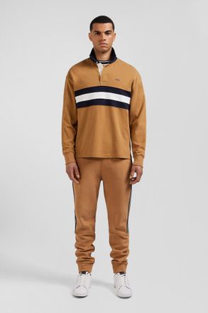 Eden Park Maillot Manches Longues En Coton Camel Brod&eacute; Coupe Relaxed