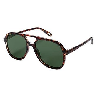Sojos Lunettes de Soleil Homme Polaris&eacute;es Femme Carr&eacute;es R&eacute;tro Vintage &agrave; Double Pont Rectangulaire Unisexe Lunettes de Soleil Protection UV400 SJ2174, Tortue