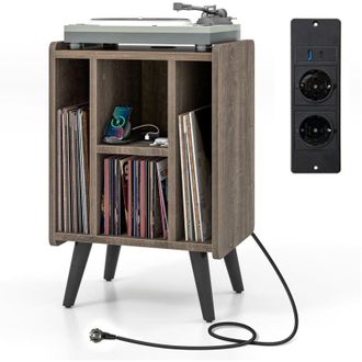 Costway table dappoint bout de canap&eacute; meuble platine vinyle support de platine vinyle support de tourne-disque meuble de rangement support de platine pour