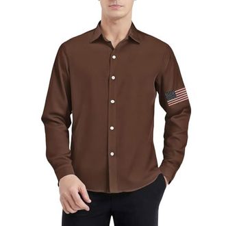 Generic Chemise extensible &agrave; manches longues pour homme - Chemise boutonn&eacute;e imprim&eacute;e - Coupe r&eacute;guli&egrave;re - Chemise daffaires urbaine &eacute;l&eacute;gante - Chemisier formel
