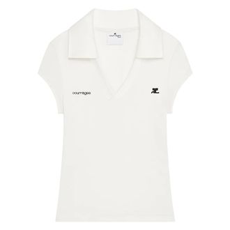 Courr&egrave;ges Femme, Tops, Blanc, Taille: 38 FR Polo Court &agrave; Coupe Sport