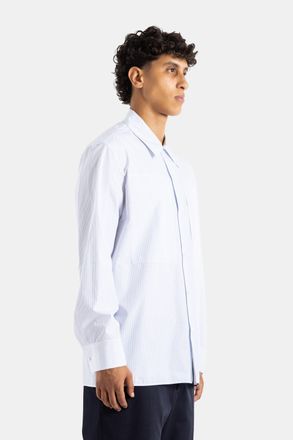 Jil Sander Mens Shirt Tuesday Fine Sky Blue White Stripes