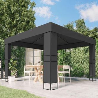 vidaXL Tonnelle avec toit double 3x3 m Anthracite Vidaxl