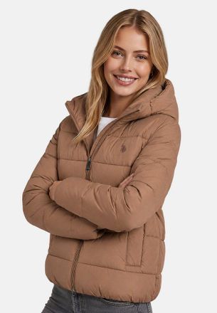 U.S.Polo Association Steppjacke mit gef&uuml;tterter Kapuze und Stehkragen Mittlere Wattierung mit elastischen Abschl&uuml;ssen und drei Taschen