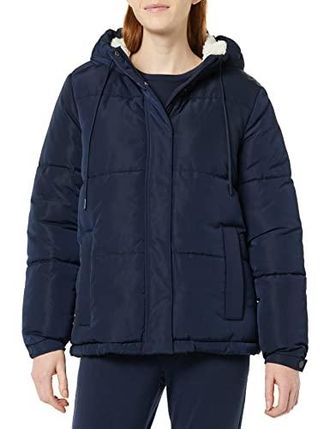 Amazon Essentials Veste doudoune à capuche doublée en sherpa hydrofuge (grandes tailles disponibles) (anciennement Amazon Aware) Femme, Bleu Marine, 5XL Grande taille