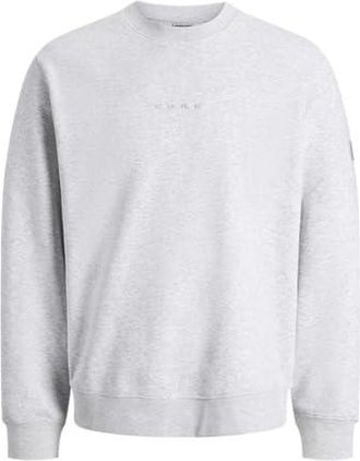 Jack & Jones Jcopoint Sweat Badge Crew Neck BF col Rond, Blanc-Gris, L Homme
