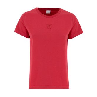 Pinko T-Shirt aus Baumwolljersey mit Love Birds Stickerei - - Tops - Damen - Rot - XS