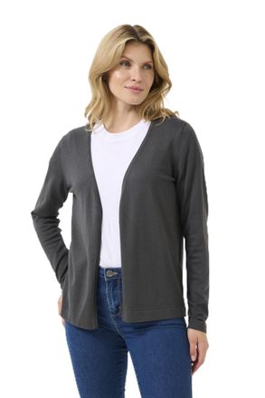 Kaffe Strickjacke KAfenia Damen Strickjacke Langarm Offen V-Ausschnitt Lang Cardigan M, Black Oyster