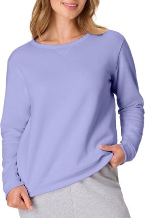Hanes Damen Crewneck, EcoSmart Fleece Pullover mit V-einkerbung, Sweatshirt, Peri Blue, M