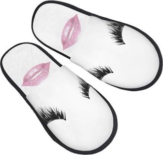 Generic Pantoufle Impression Blanche Des Cils Et Des L&egrave;vres Chaussures Chauds Antid&eacute;rapants Chaussons Pour Ext&eacute;rieur Unisex Int&eacute;rieur L