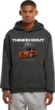 Mister Tee Herren Thinking Bout You Car Print Fluffy Hoody - Regular Fit Kapuzenpullover mit Auto-Print und weicher Fleece-Innenseite, Holzkohle, XXL