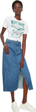 Trendyol Trendyol Damen White Crop Knitted Blouse, Weiß, L EU