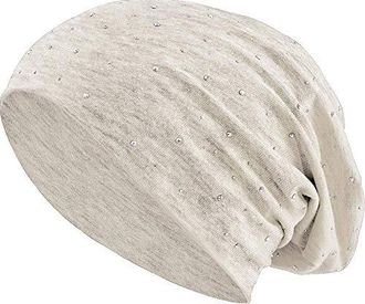 Balinco Jersey Coton &eacute;lastique Long Slouch Beanie Unisexe Hommes Femmes avec Strass Pierres &eacute;toile Casquette Heather en 35 Couleurs diff&eacute;rentes (7) (Heather B