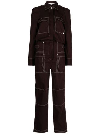 Stella McCartney combinaison en jean &agrave; d&eacute;tails de coutures - Violet