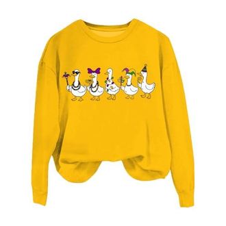 Generic Sweat-shirt &agrave; col rond pour femme - Pull &agrave; manches longues - Sans capuche - Haut d&eacute;contract&eacute; - Automne - Hiver 2026 - Imprim&eacute; tendance - Col ras du co
