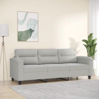 vidaXL 3-Sitzer-Sofa Hellgrau 180 cm Mikrofasergewebe - Vidaxl