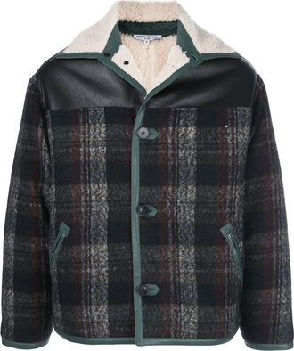 Opening Ceremony Karierte Jacke mit Shearling-Kragen - Grau