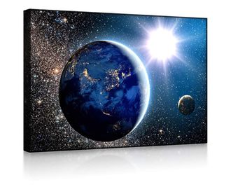 Lightbox Multicolor | LED Bild | Erde im Weltall | 100x70 cm | Fully Lighted