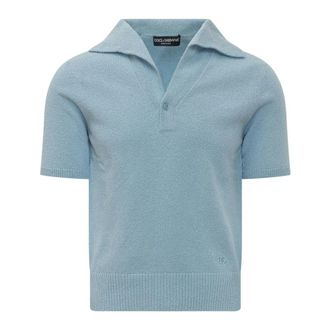 Dolce & Gabbana Polo-Shirt aus Strick mit Kragen - - Knitwear - Herren - Blau - L