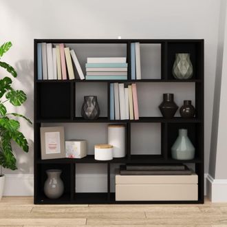 tidyard B&uuml;cherregal, mit Ebenen, Raumteiler, Standregal, Aufbewahrungsregal, f&uuml;r Wohnzimmer, B&uuml;ro, Schlafzimmer, Arbeitszimmer, Schwarz 105x24x102 cm