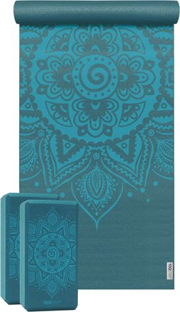 Yogistar Yoga-Set Starter Edition - Spiral Mandala (yogamatte + 2 Yogablöcke) Blau