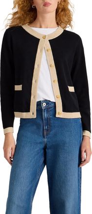 White Stuff Damen-Cardigan Charlotte - Vielseitiger Pullover aus Bio-Baumwolle - Schwarz/Gelb - Größe 42