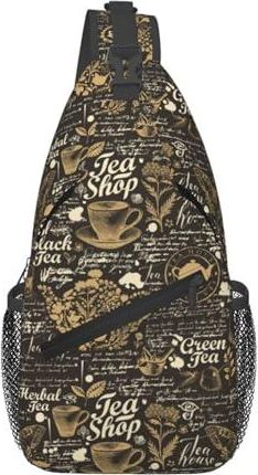 Generic Th&eacute; Vert R&eacute;tro, Th&eacute; Noir, Caf&eacute; Sac Banane Multifonctionnel Sling Bag Antivol Sac &Agrave; Dos Bandouli&egrave;re Pour Randonn&eacute;e Sport Homme