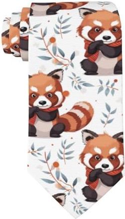 Generic Panda Roux Mignon De Dessin Animé Cravate Homme Décontractée Cravatte Polyvalente Cravates Pour Célébrations Soirée Événements