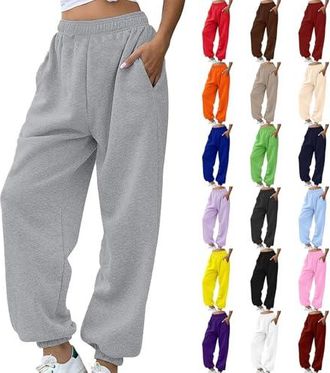 Generic HUIFUAO Pantalon de Surv&ecirc;tement Femme Grande Taille Pantalon Jogging Femme Hiver Taille Elastique Gym Pant Sport avec Poche, Z11 Vert, L