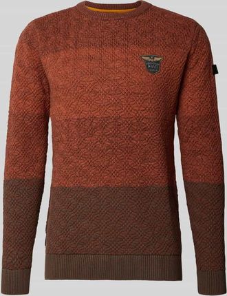 PME Legend Regular Fit Strickpullover aus reiner Baumwolle mit Label-Detail