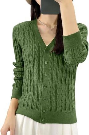Generic Femmes Mode Cachemire Cardigan Manches Longues Tricot&eacute; Boutonn&eacute; Pull Col V Boutonn&eacute; Top, vert, Taille XL