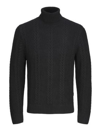 Jack & Jones Jcocipher Knit Roll Neck Pull en Tricot, Noir, L Homme