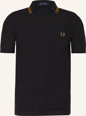 Fred Perry Strick-Poloshirt schwarz