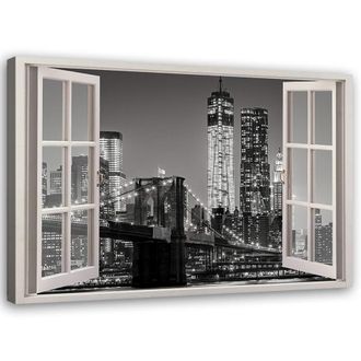 Feeby Viles - Leinwand Bilder - Fensterblick Natur- 120x80 cm- Deko Wohnzimmer - Wandbilder Schlafzimmer - Deko Aesthetic - Wand Deko - Leinwand Groß - Deko