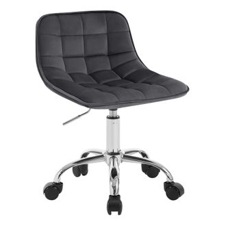 Woltu Schreibtischstuhl Kinder, Schminkstuhl Sitzhocker Rollhocker Arbeitshocker, 360° drehbar höhenverstellbar, Drehstuhl Samt, Bürohocker mit Rollen, Dunk