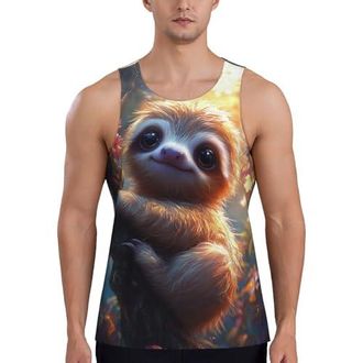 Generic D&eacute;bardeur respirant &agrave; s&eacute;chage rapide sans manches pour homme pour entra&icirc;nement &agrave; la plage S &agrave; 4XL, Fleurs paresseux mignons 3, 4XL