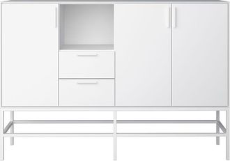 ebuy24 Ebuy24 - Ravn Buffet 3 portes et 2 tiroirs, blanc laqué, structure métallique, blanc