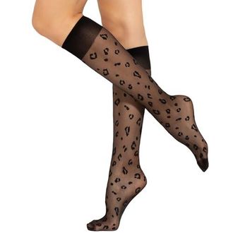 Gatta Chaussettes hautes &agrave; motifs pour femmes TRENDY 20 DEN motif 28 - motif l&eacute;opard, taille unique, avec bord-c&ocirc;te confortable, &eacute;lastique, semi-mat