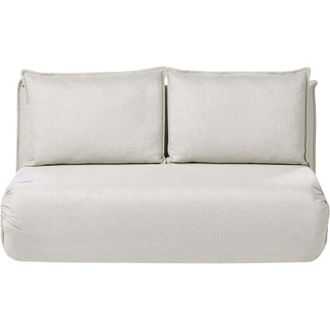 Beliani Canap&eacute;-lit 2 Places en Simili-Lin sans Accoudoirs avec Coussins Suppl&eacute;mentaires pour Enfants Blanc Cass&eacute; Roros