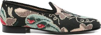Valentino Garavani Floral-patterned Rope-trimmed Loafers