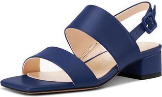 Castamere Femmes Bloc Chunky Bas Talon Heel Ouvert Carr&eacute; Bout Boucle Sandales Dress D&eacute;contract&eacute; Party Chaussures 3.5 CM Heels Bleu Marine 38 EU