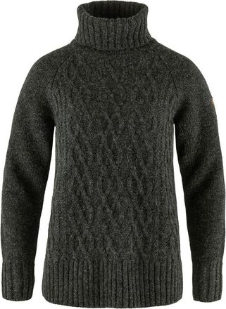 Fjällräven Damen Övik Cable Knit Roller Neck Sweatshirt, Dark Grey, XL