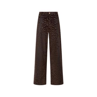 Roberto Cavalli Jaguar Skin Corduroy Wide Hosen - - Trousers - Damen - Braun - L